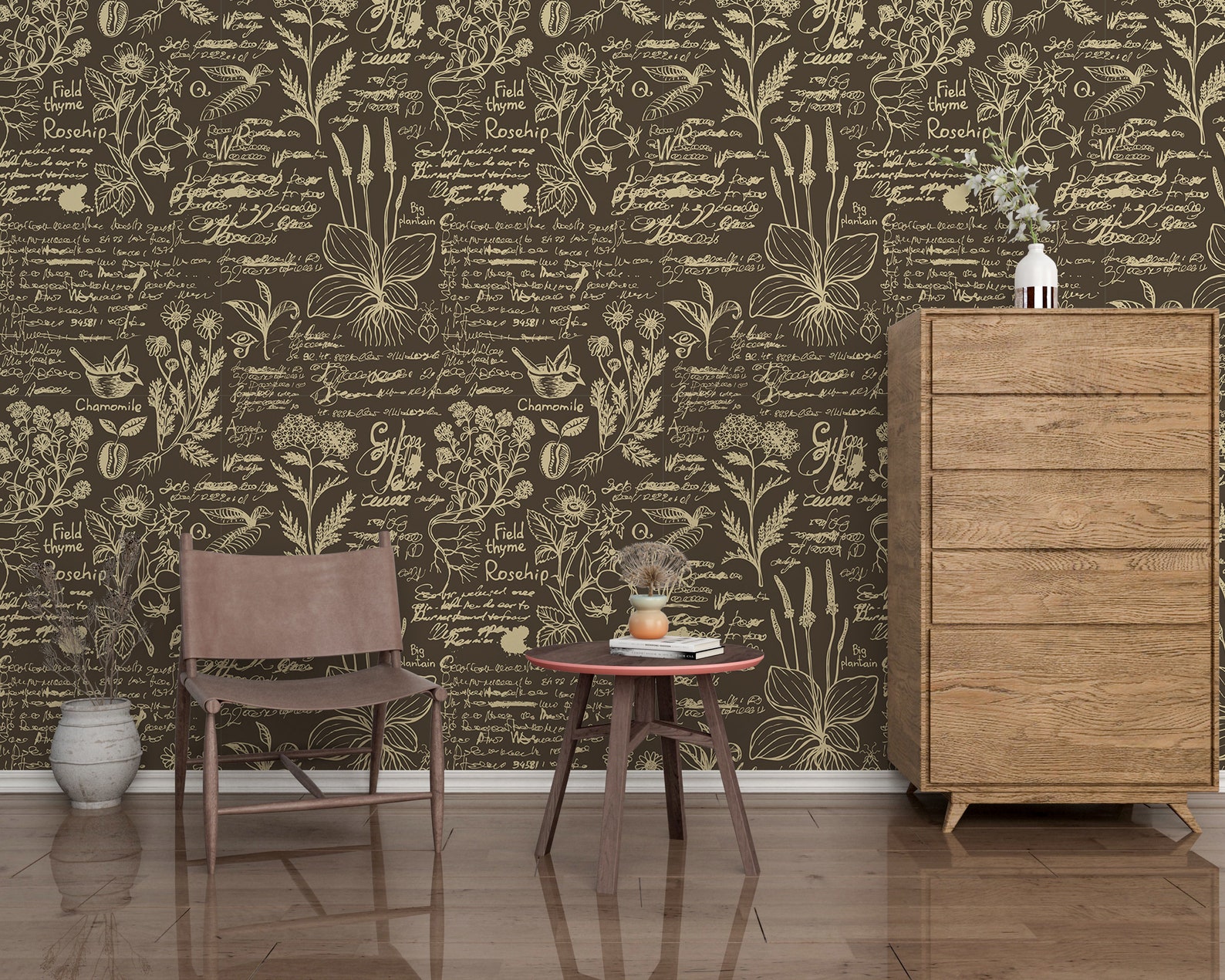 Medicine Herbal Wallpaper, Peel and Stick, Removable Wallpaper ...