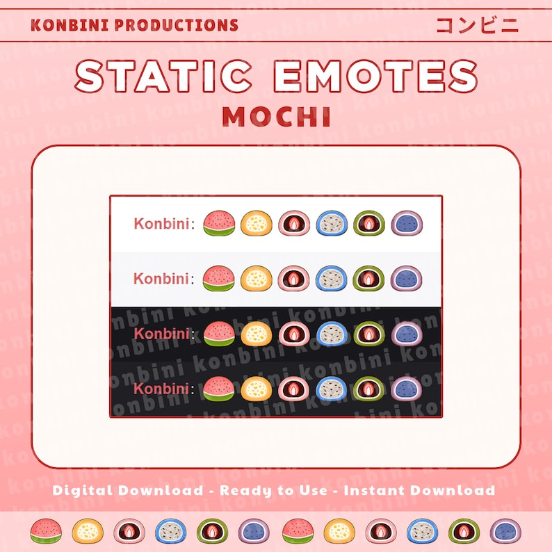 Cute Mochi Twitch Emotes - Japanese Desserts, Streaming Assets (digital ...