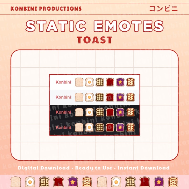 Cute Static Twitch Emotes Toast Bread Egg Breakfast, Banana Chocolate ...