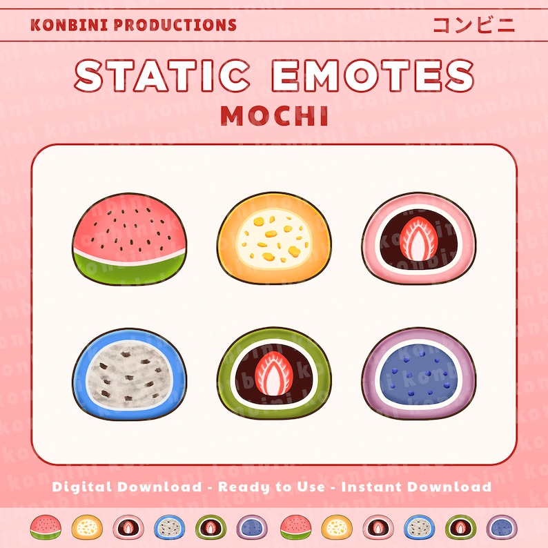 Cute Static Twitch Emotes - Sweet Food Japanese Rice Cake Mochi Emotes ...