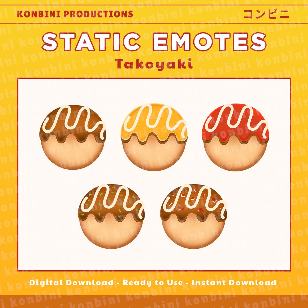 Static Twitch Emotes - Cute Food Takoyaki Emotes for Stream - Kawaii ...