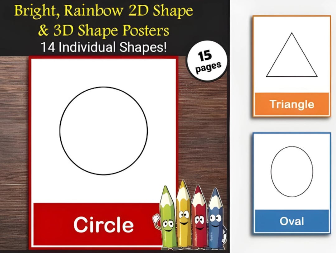 14 Bright Rainbow 2D & 3D Shape Posters - Etsy