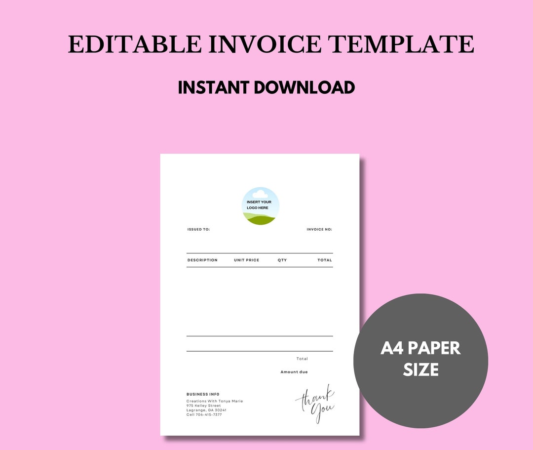 Editable Small Business Invoice Template Canva Editable Receipt ...