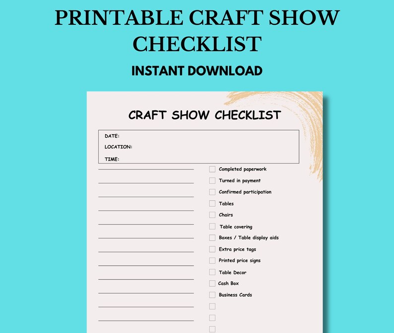 Pintable Craft Show Checklist Craft Business Planner Checklist Handmade Journal for Craft ...