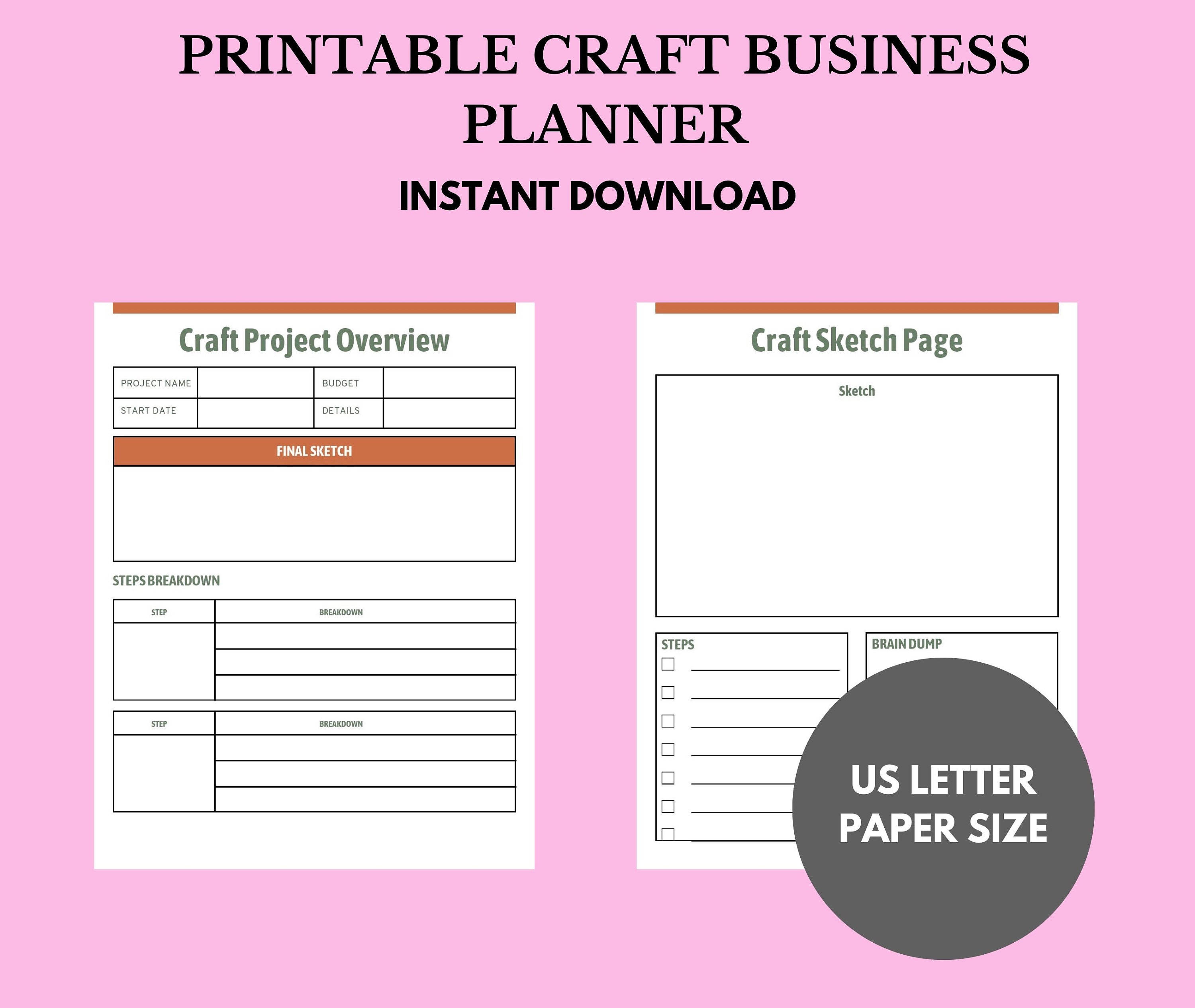 Printable Craft Business Planner Craft Project Overview Craft Sketch ...