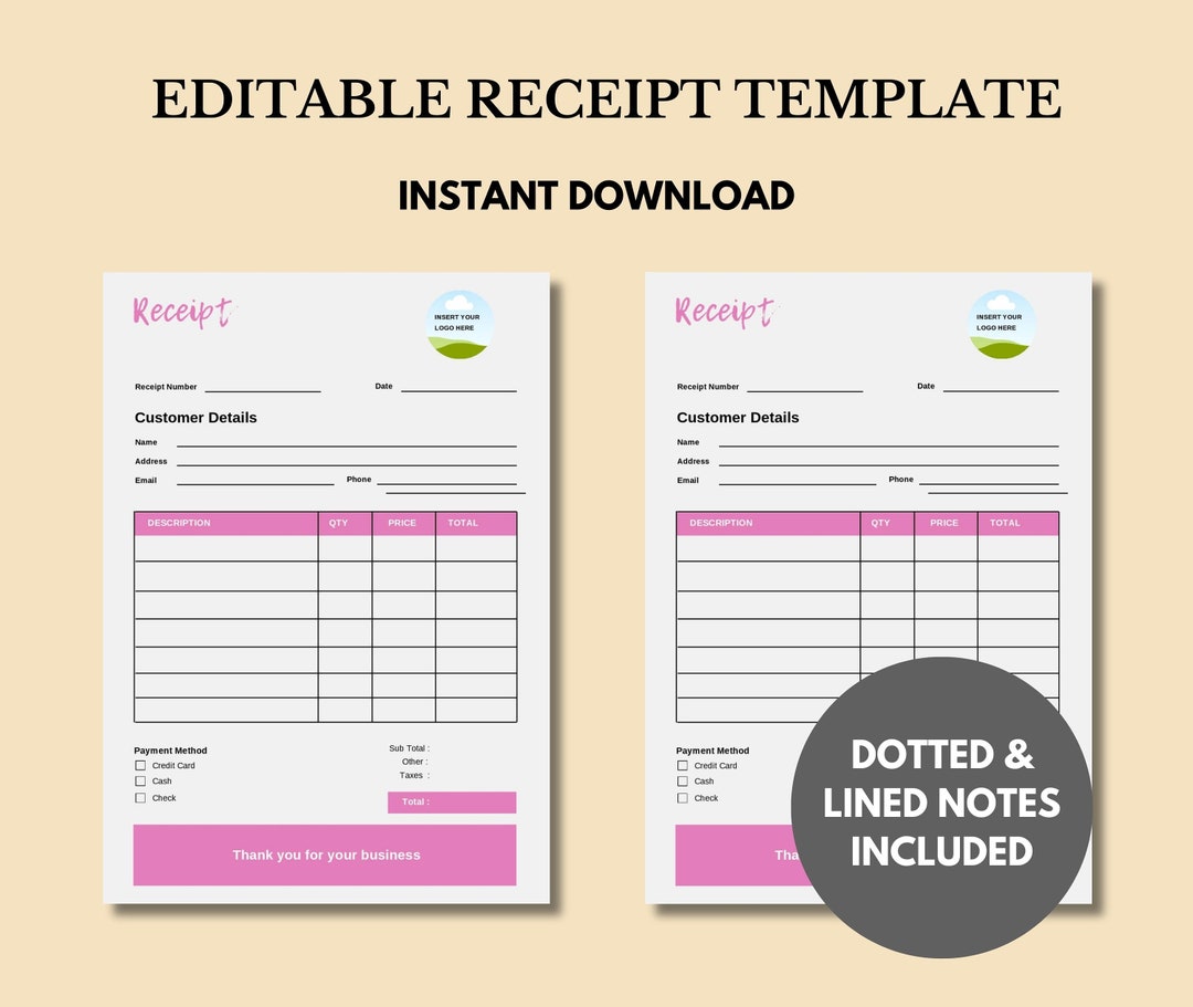 Plantilla de recibo editable / Plantilla para pequeñas empresas ...
