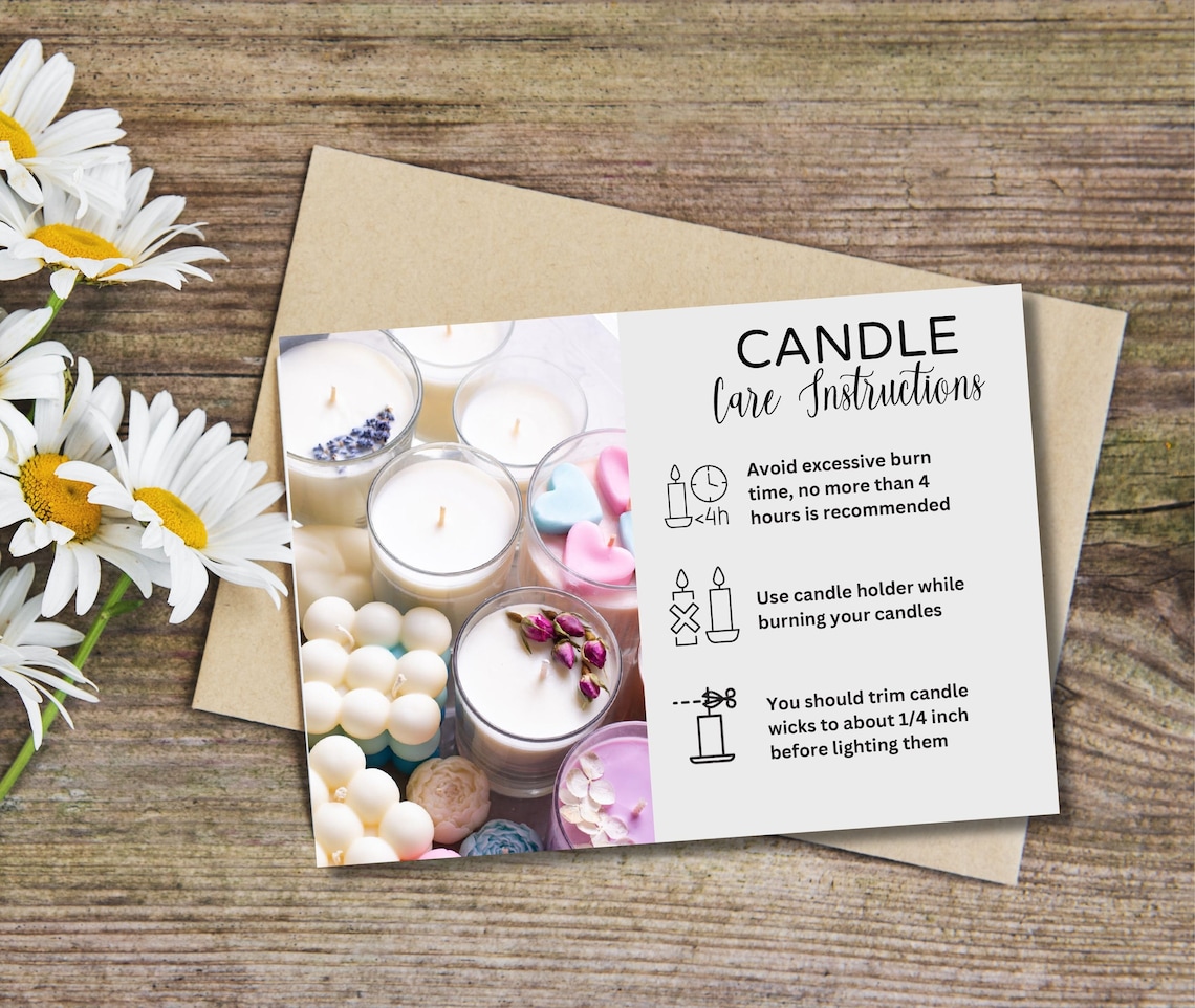 Editable Candle Care Card Candle Business Card Printable Candle Care ...