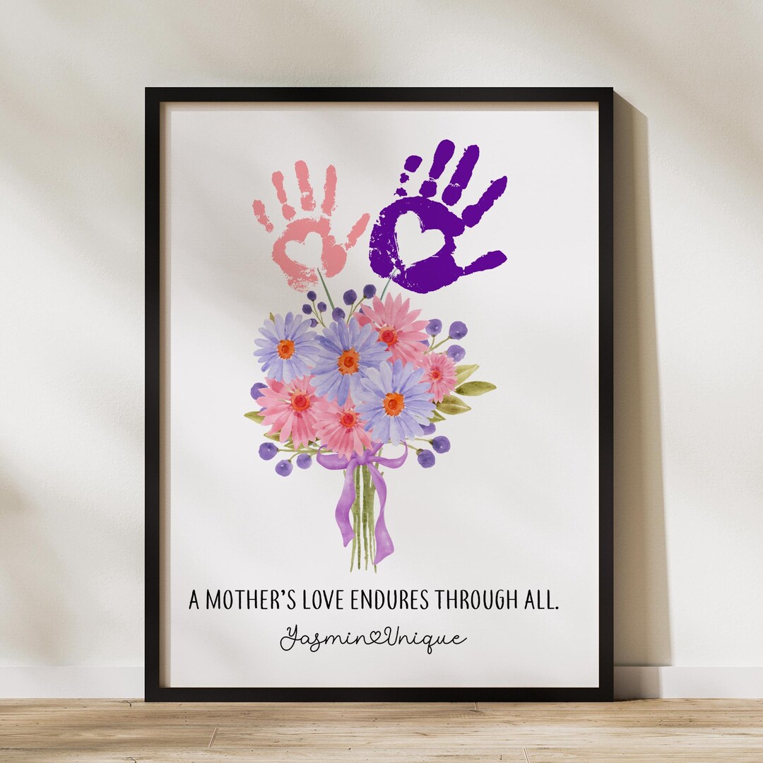 Mother's Day Handprint Print, Flower Handprint Art, Mother's Day Gift ...