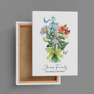 Personalized Birth Flower Canvas Print, Birth Month Art, Custom Canvas ...