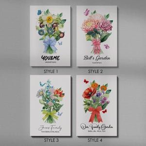 Personalized Birth Flower Canvas Print, Birth Month Art, Custom Canvas ...