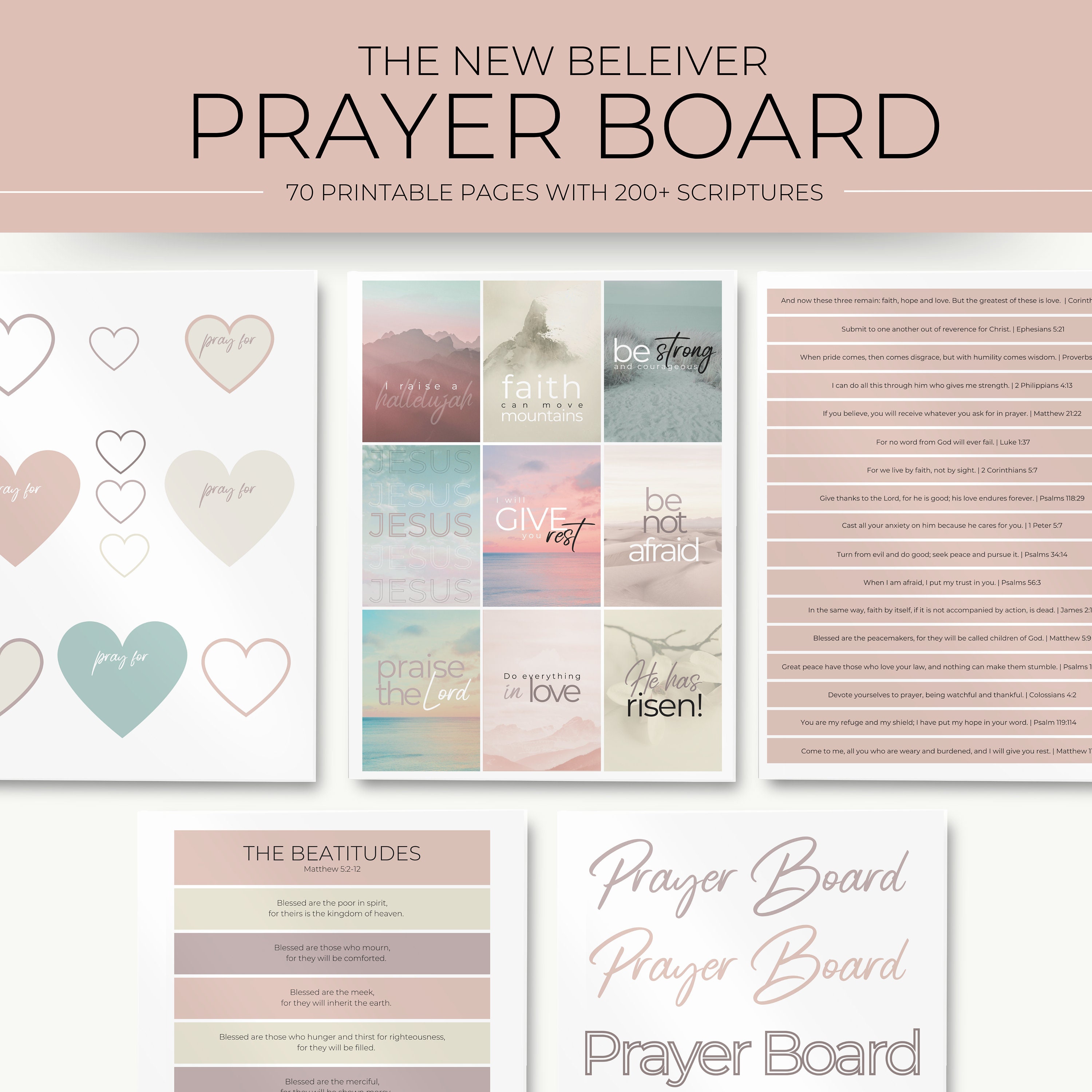 Printable Prayer Board Kit Prayer Cards Bible Verses Christian Collage ...