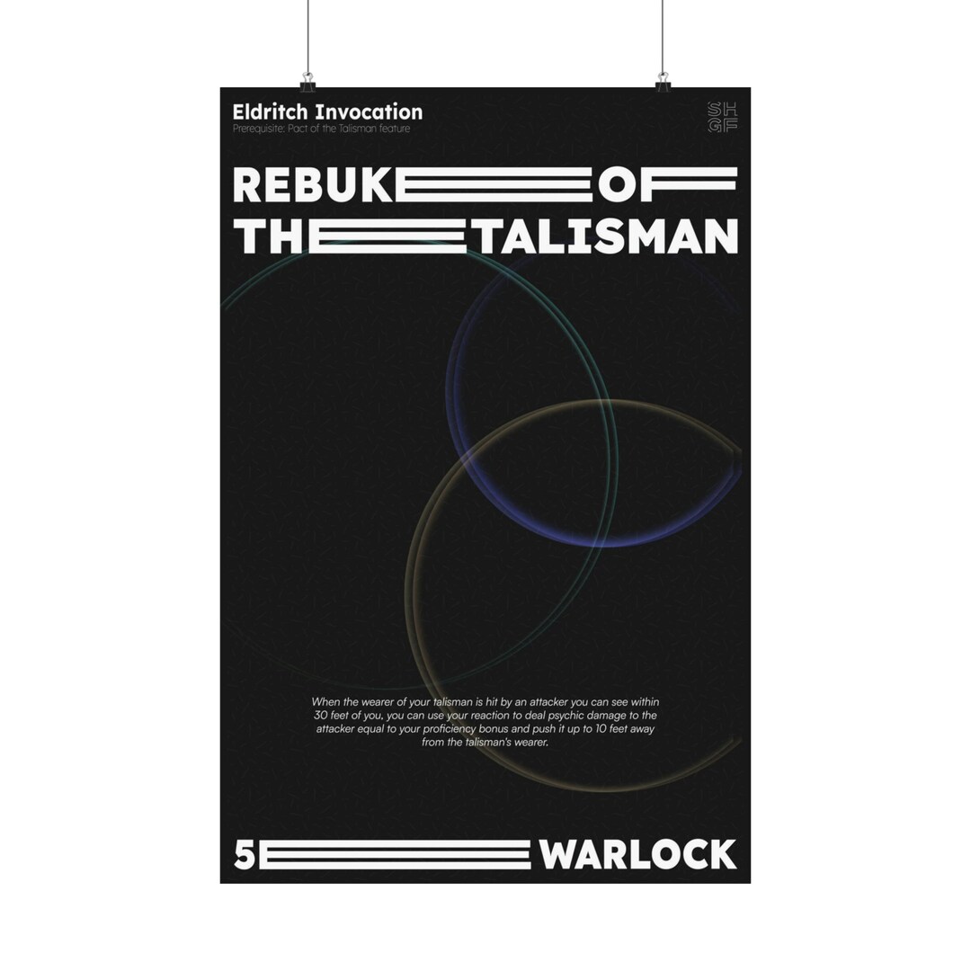 Rebuke of the Talisman 5e Warlock Invocation Poster - Etsy