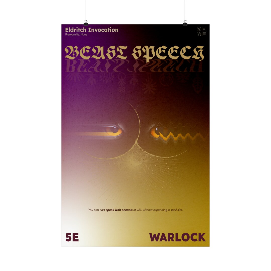 Beast Speech 5e Warlock Invocation Poster - Etsy