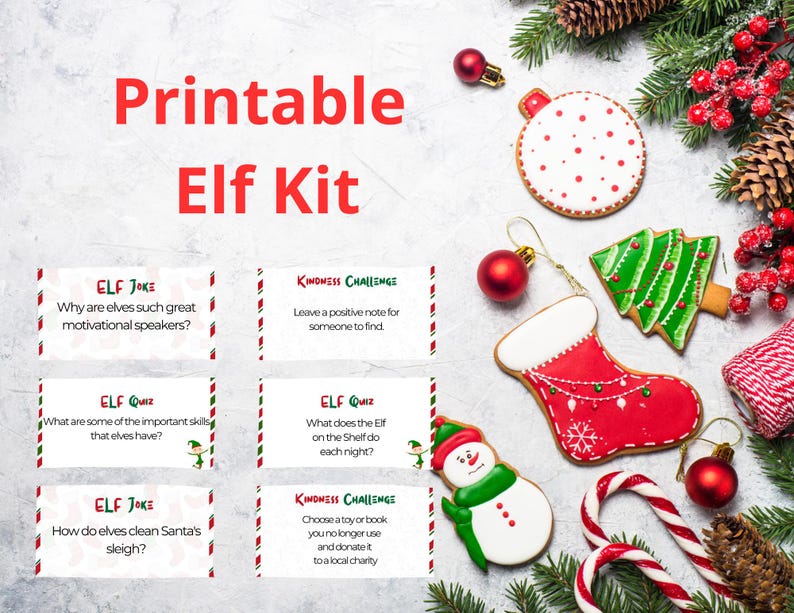 Elf Kit, Elf Kindness Challenge Cards - Fun Holiday Activity ...