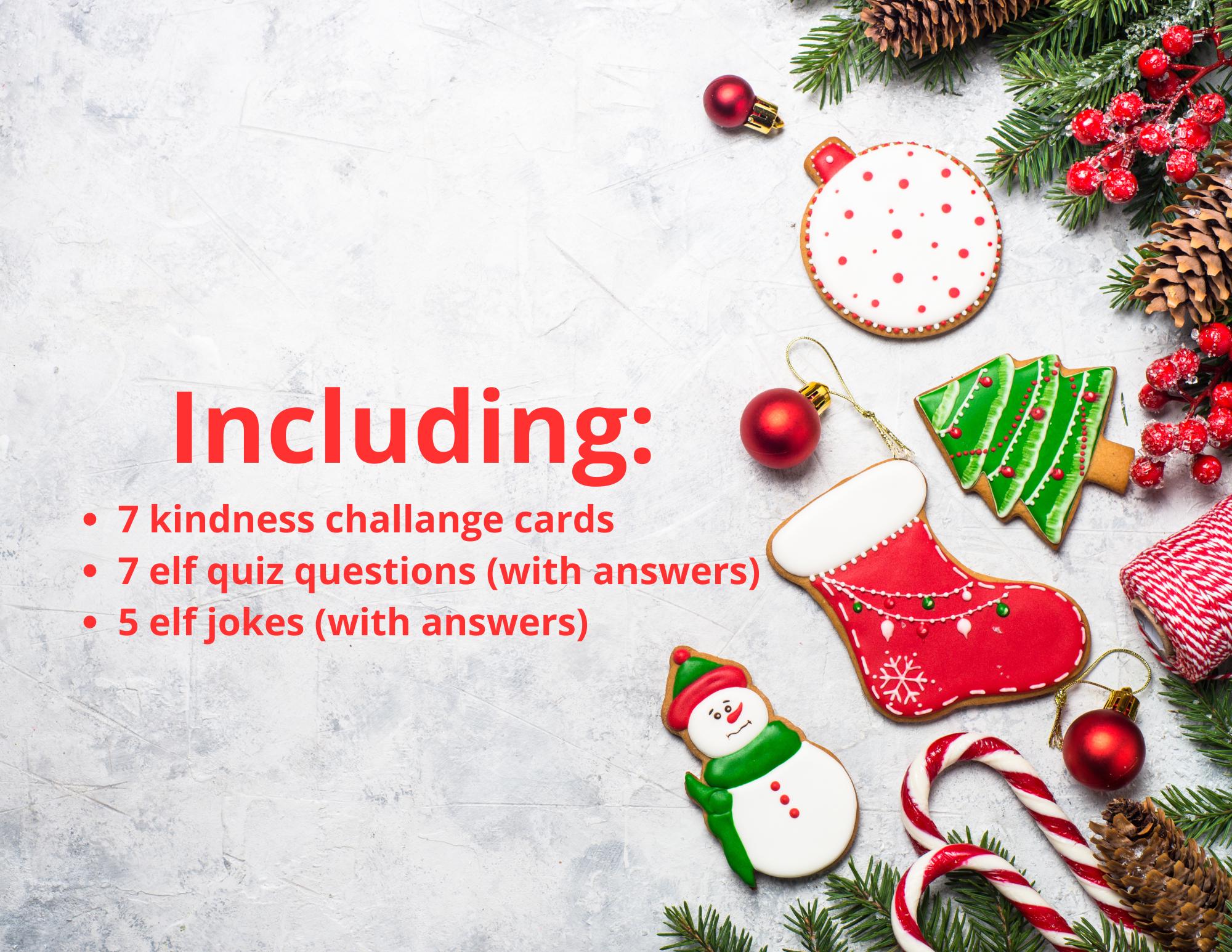 Elf Kindness Challenge Cards, Fun Holiday Activity (digital Download ...