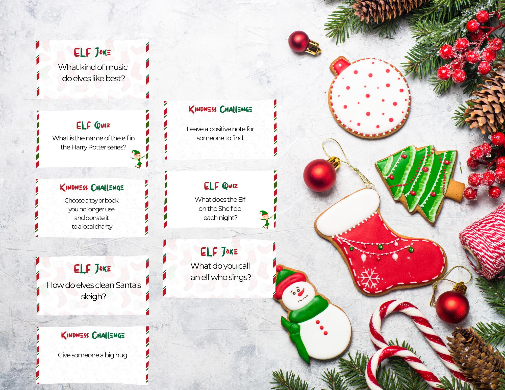 Elf Kit, Elf Kindness Challenge Cards Fun Holiday Activity Encourage ...