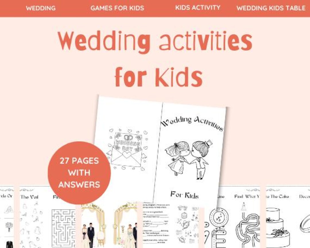 Kids Wedding Activity, Book, Printable, Instant Download, Childrens ...
