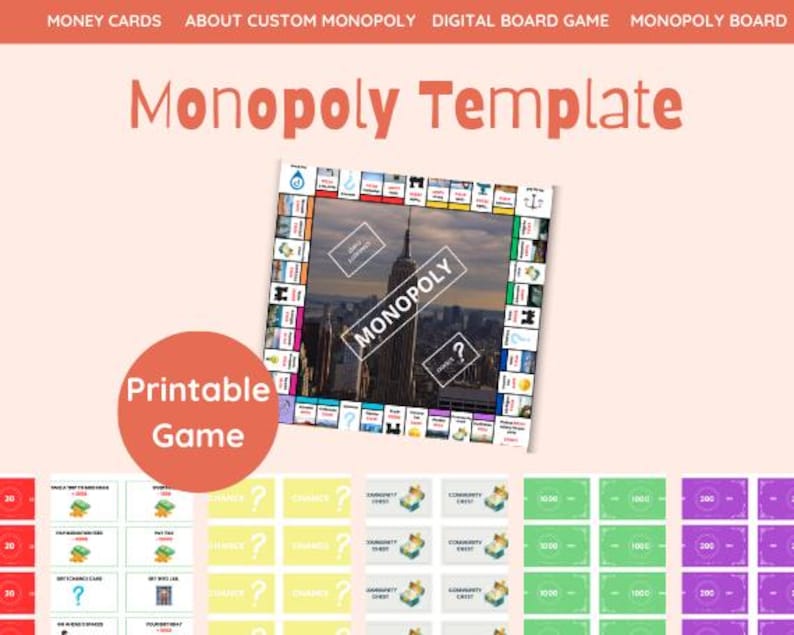 Monopoly Template, Board Games, Custom Monopoly, Monopoly Board ...