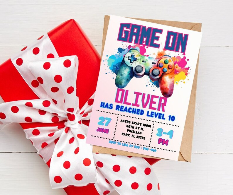 Editable Video Game Birthday Invitation, Neon Gaming Invite Gaming ...