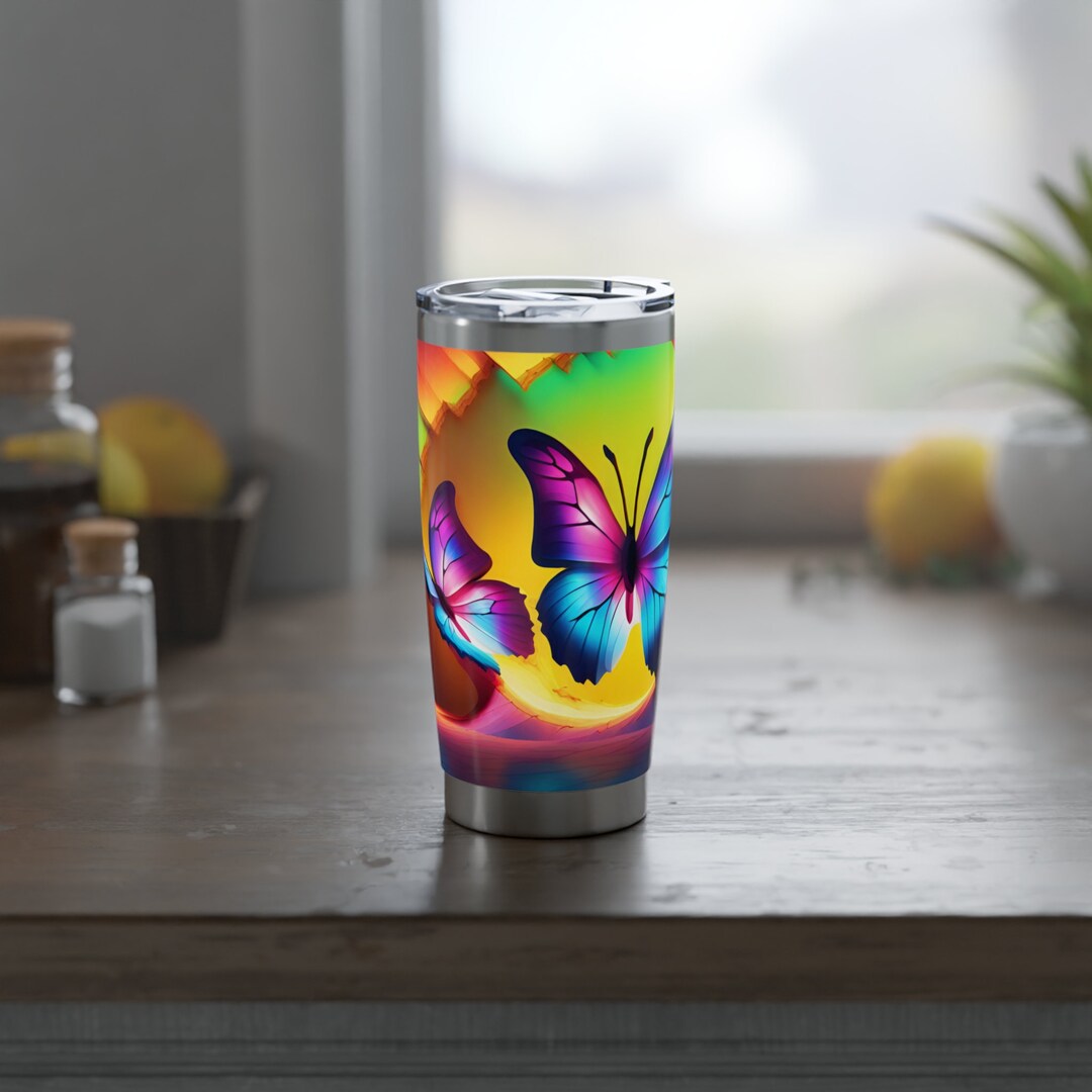 3D Neon Butterfly Hole in Wall 8 Tumbler - Etsy