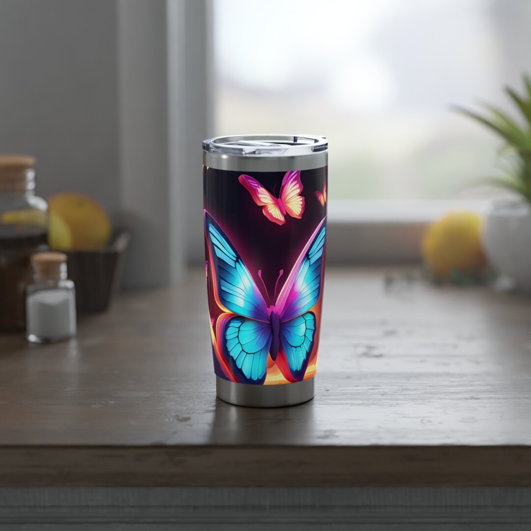 3D Neon Butterfly Hole in Wall 7 Tumbler - Etsy