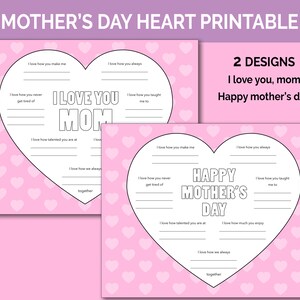Mother's Day Heart Printable Poster | Fill in the Blank Mother's Day ...