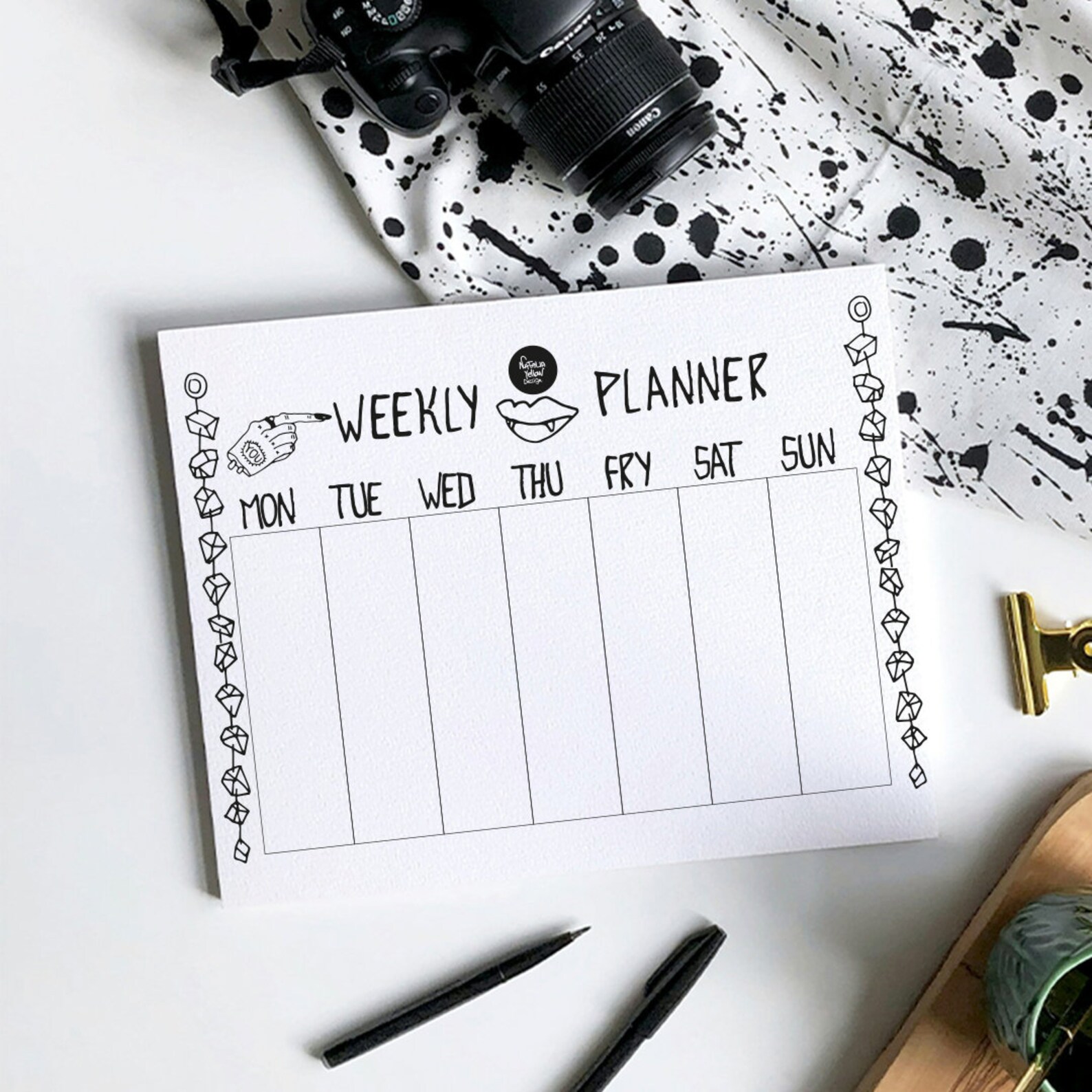 Goth Weekly Planner, Witchy Cute Printable Week Planner , Weekly ...