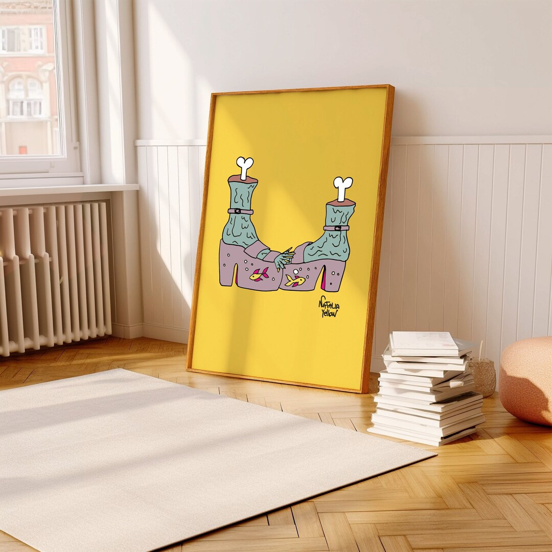 Art Print Funky Shoe, Trendy Poster Monster, Creature Horror Art Print ...