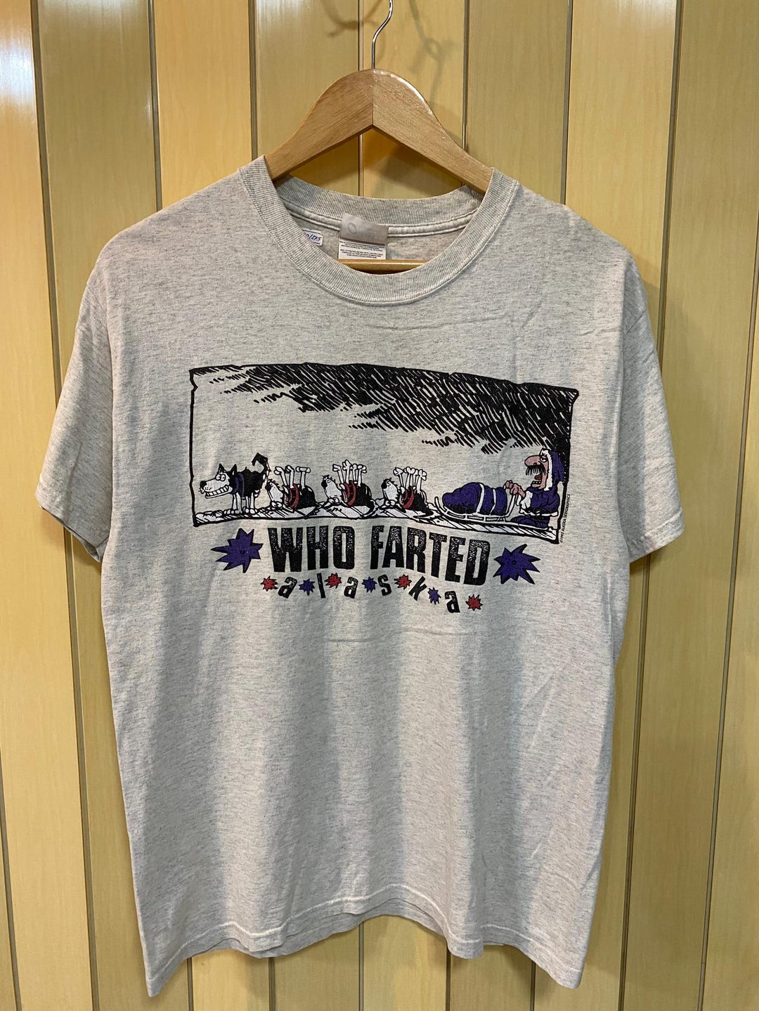 Vintage 90s Who Farted Alaska Sled Dog Graphic T Shirt M , Funny Tee ...