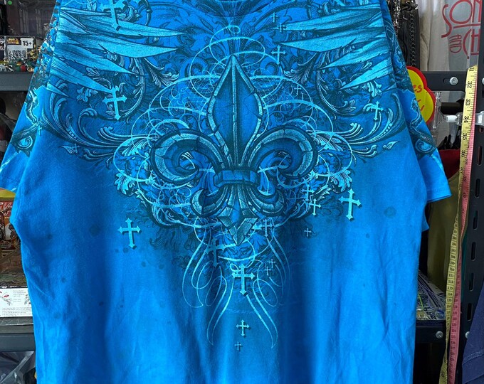 Y2K MMA Elite Grunge Style Fleur De Lis Wing & Cross Men's T-shirt ...