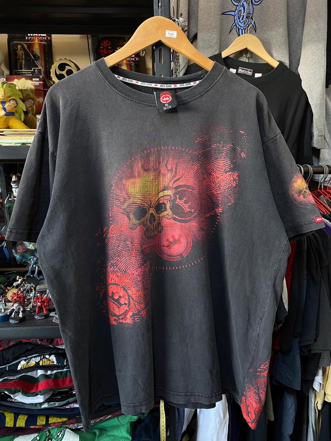 Vintage 00s JNCO Jeans T Shirt , Y2K Rare Fire Skull JNCO Made in USA ...