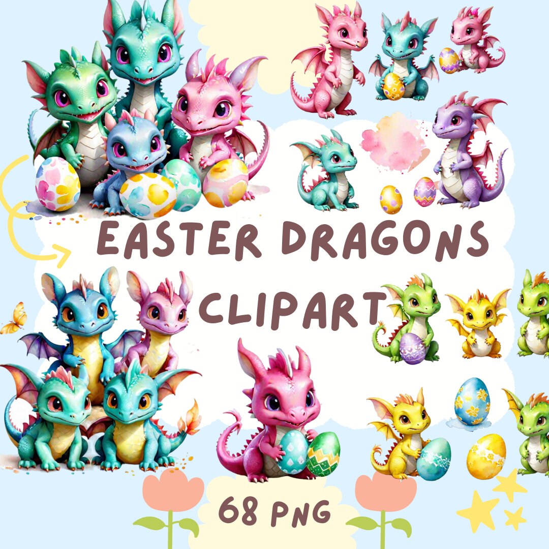 68PNG Easter Dragons Clipart / Transparent Background / Baby Dragons ...