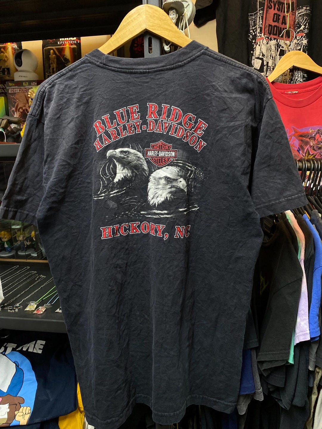 Vintage 00s Harley Davidson Blue Ridge Eagle Graphic T Shirt L ...