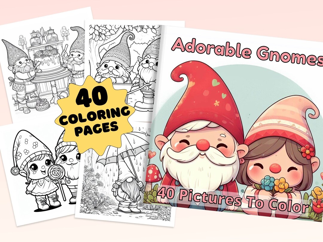 Adorable Gnomes: 40 Coloring Pages, Digital Download - Etsy