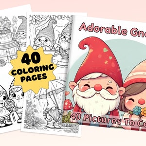 Adorable Gnomes: 40 Coloring Pages, Digital Download - Etsy