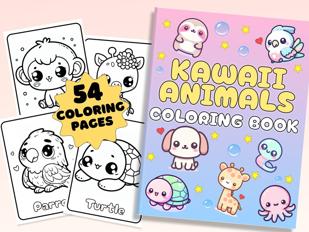 Kawaii Animals: 54 Coloring Pages, Digital Download - Etsy