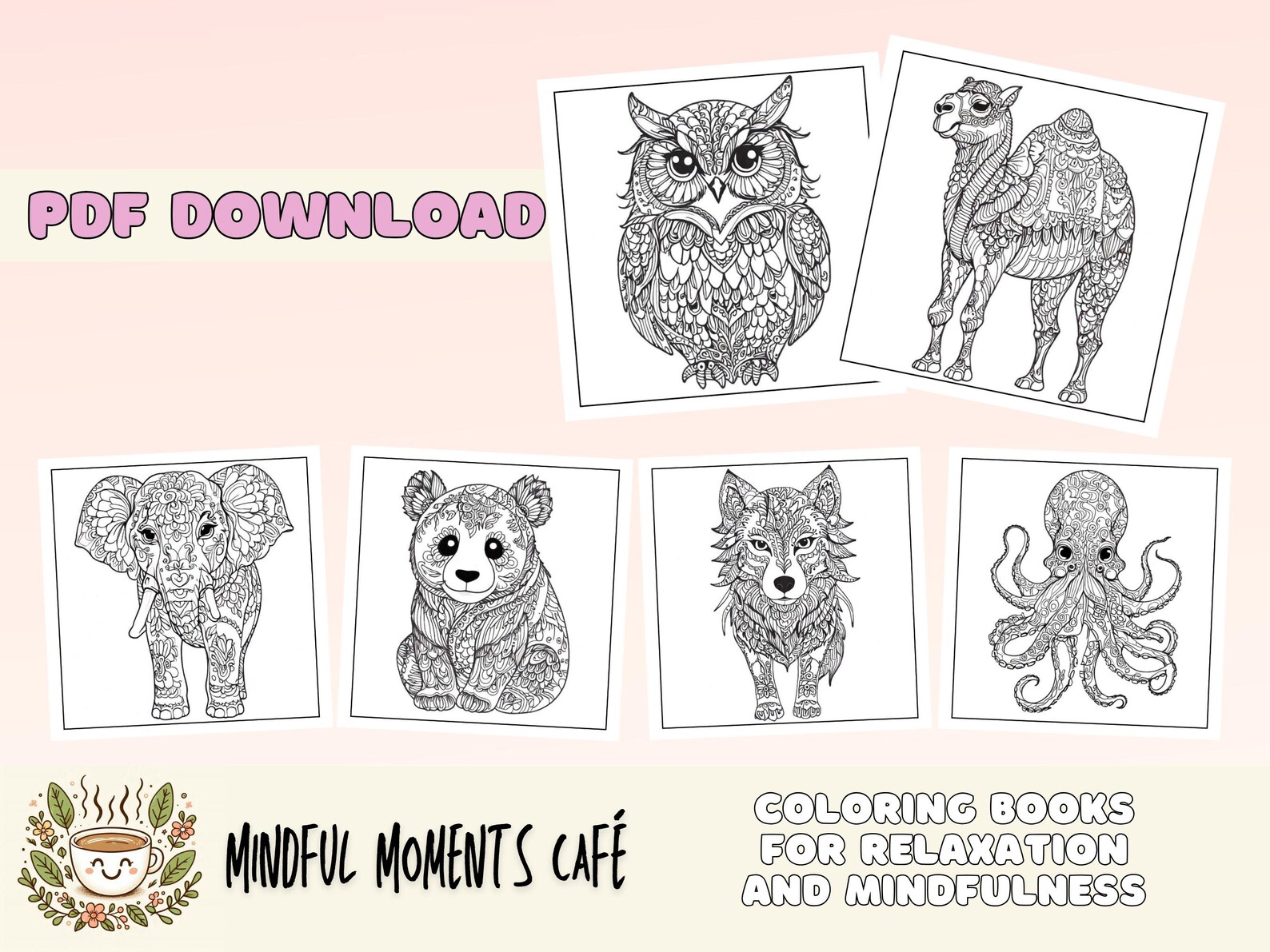 Intricate Animals: 6 Coloring Pages, Digital Download - Etsy