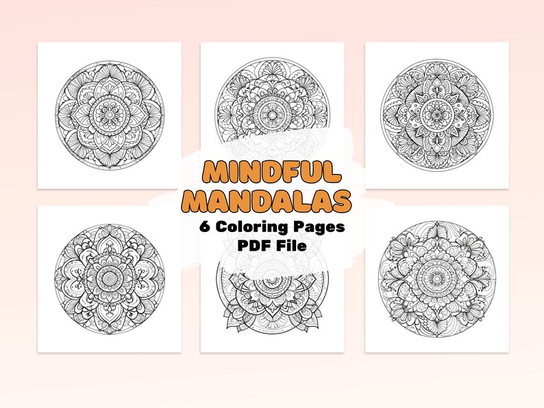 Mindful Mandalas: 6 Coloring Pages, Digital Download - Etsy