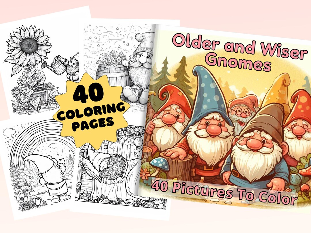 Old and Wise Gnomes: 40 Coloring Pages, Digital Download - Etsy
