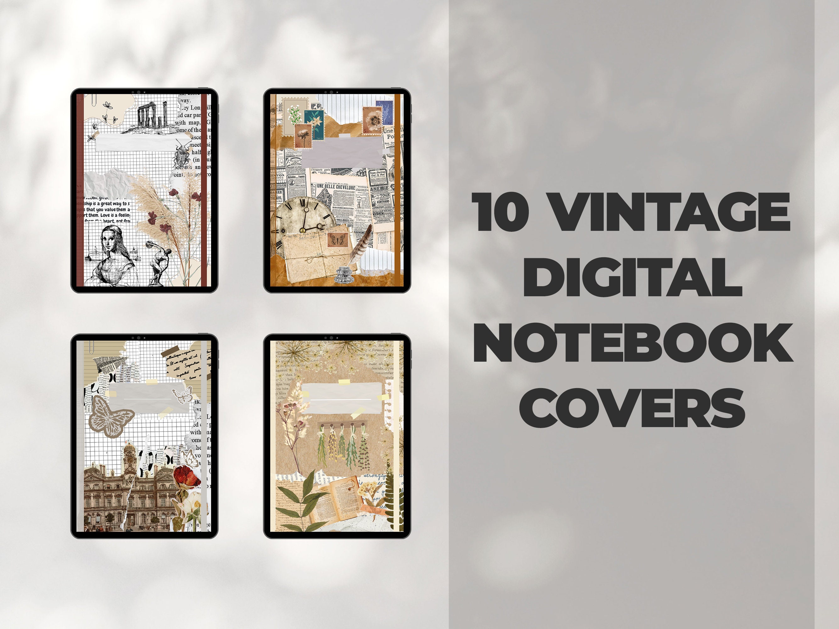 10 Vintage Digital Notebook Covers | Notebook, Journal, Digital Planner ...