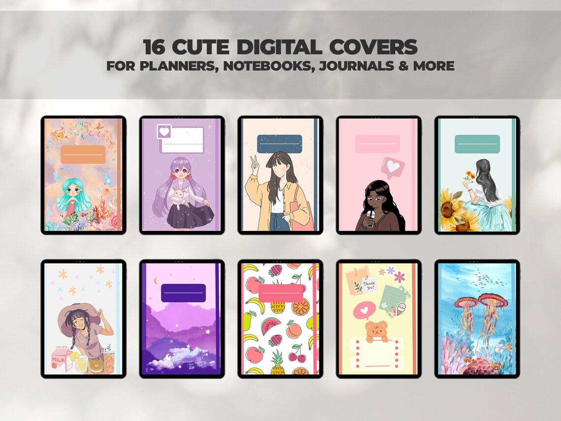 16 Cute Digital Notebook Covers | Notebook, Journal, Digital Planner ...
