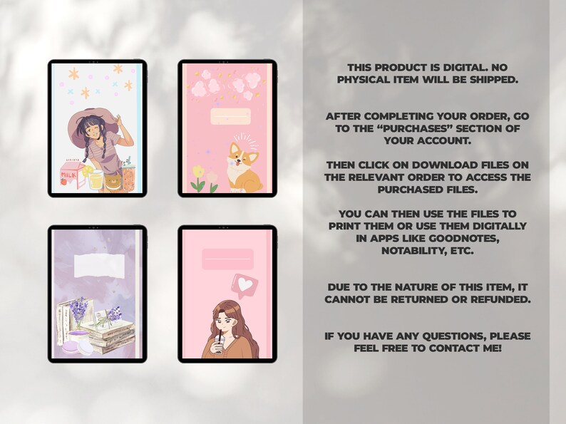 16 Cute Digital Notebook Covers | Notebook, Journal, Digital Planner ...