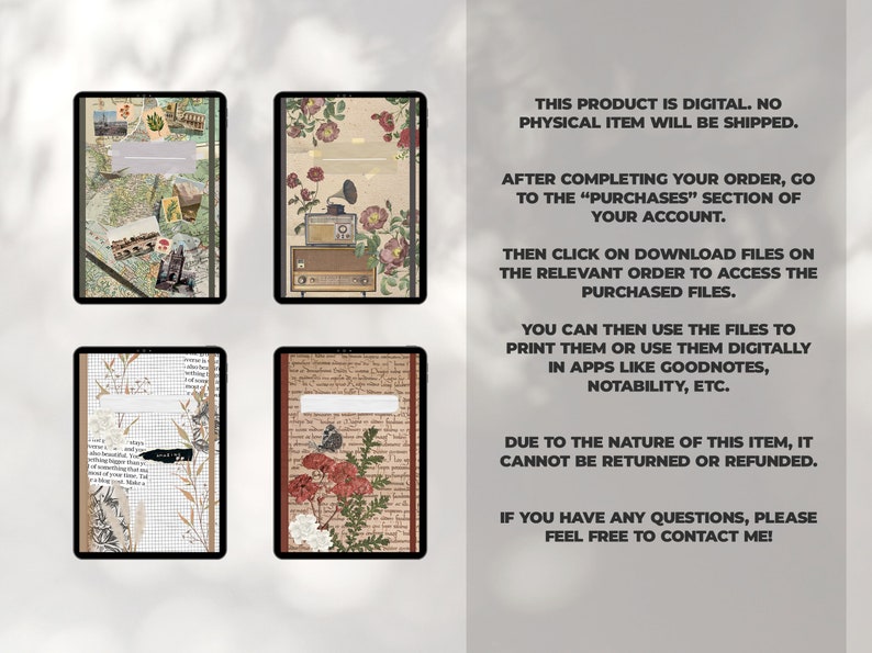 10 Vintage Digital Notebook Covers | Notebook, Journal, Digital Planner ...