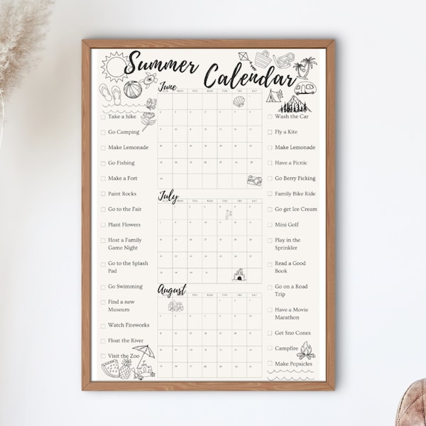 Summer Calendar - Etsy