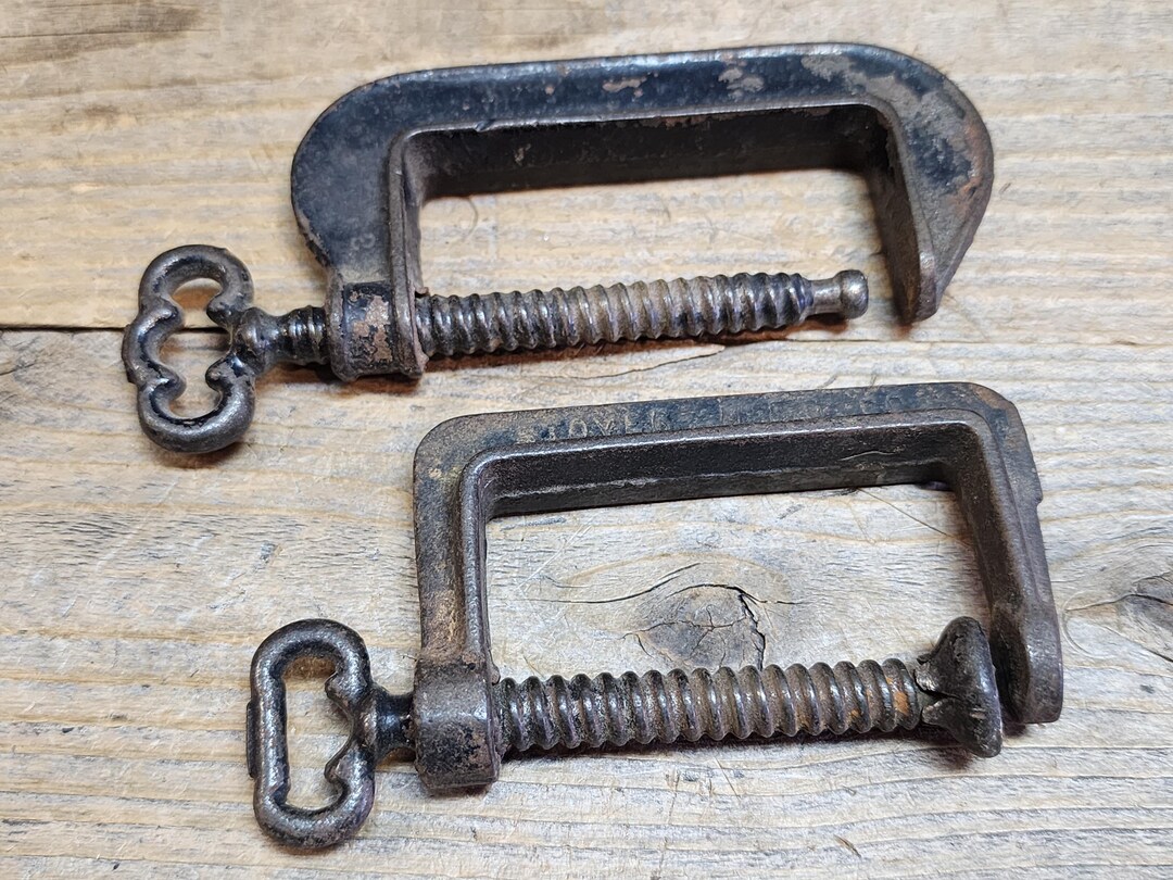 Pair of Vintage Iron C Clamps, Old Tool, Woodworking Tools, Antique ...