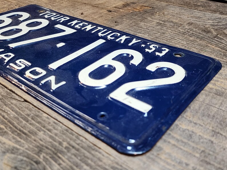 Vintage 1953 Tour Kentucky License Plate Mason County, White Letters on ...