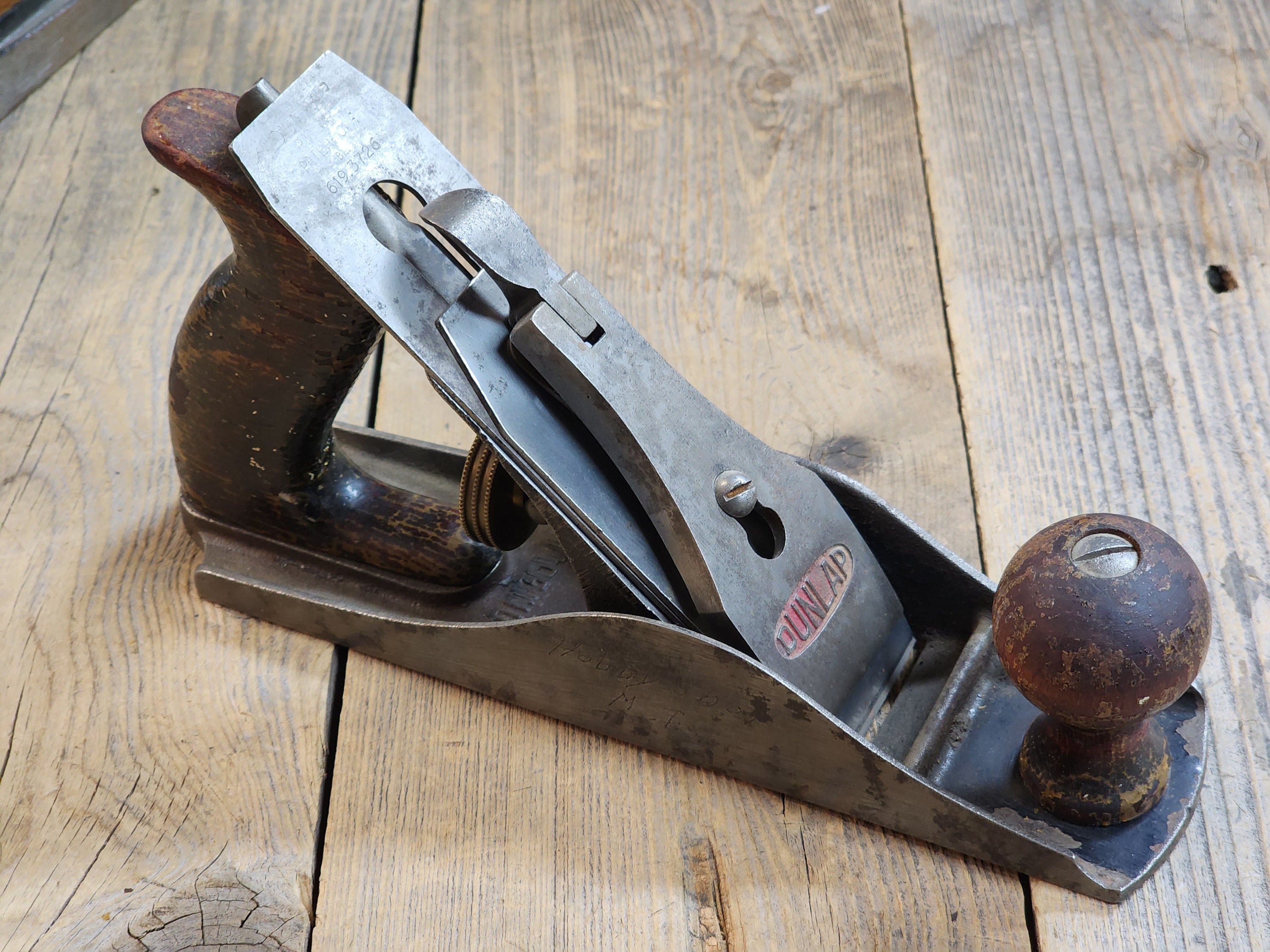 Vintage Dunlap Smooth Bottom Bench Plane Pat. No. 619.3726, Antique ...
