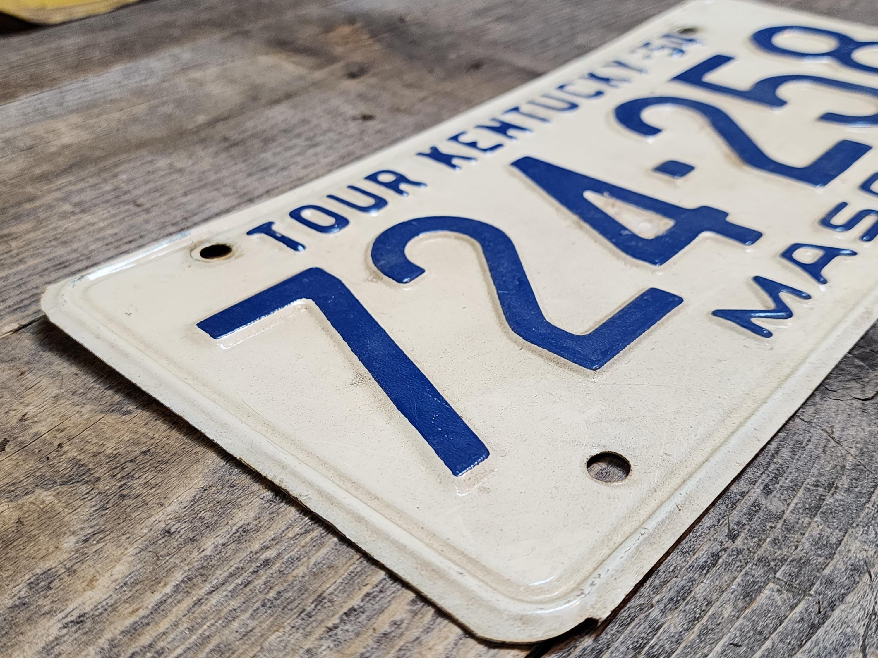 Vintage 1954 Tour Kentucky License Plate - Mason County, Blue Letters ...