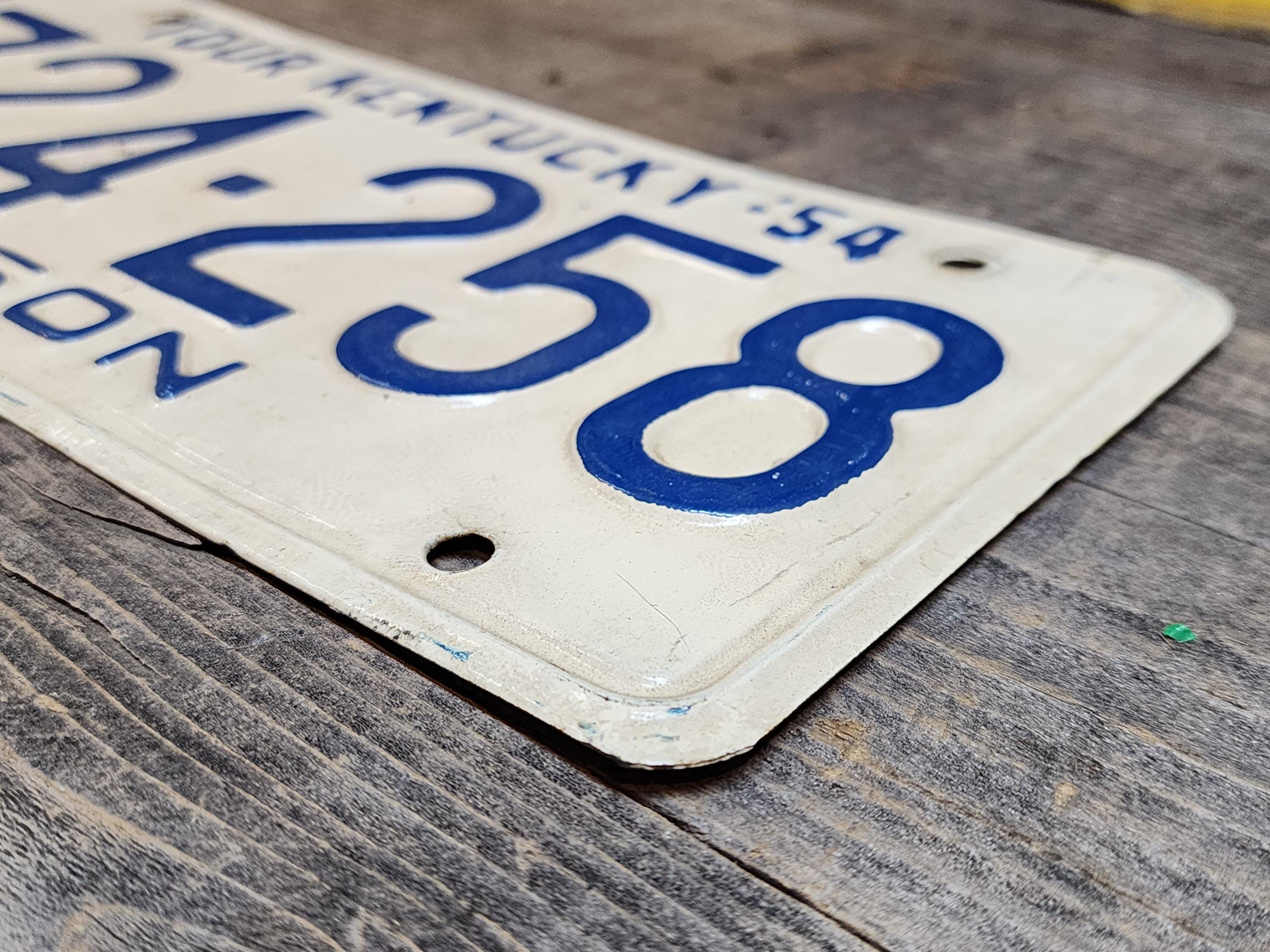 Vintage 1954 Tour Kentucky License Plate - Mason County, Blue Letters ...