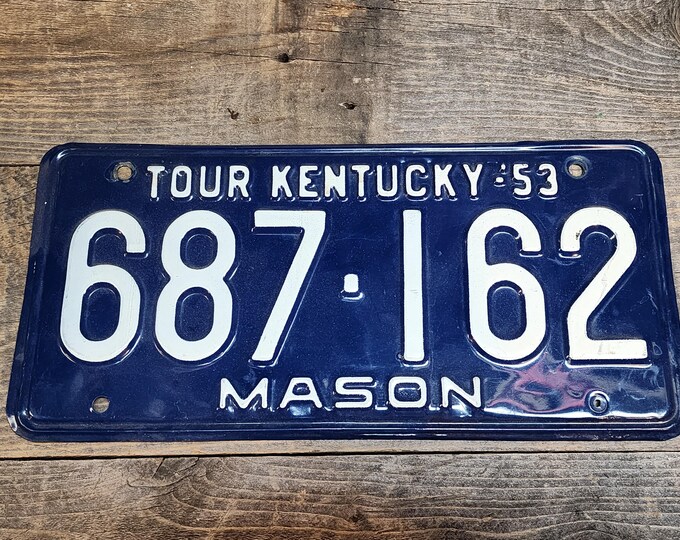 Vintage 1953 Tour Kentucky License Plate - Mason County, White Letters ...